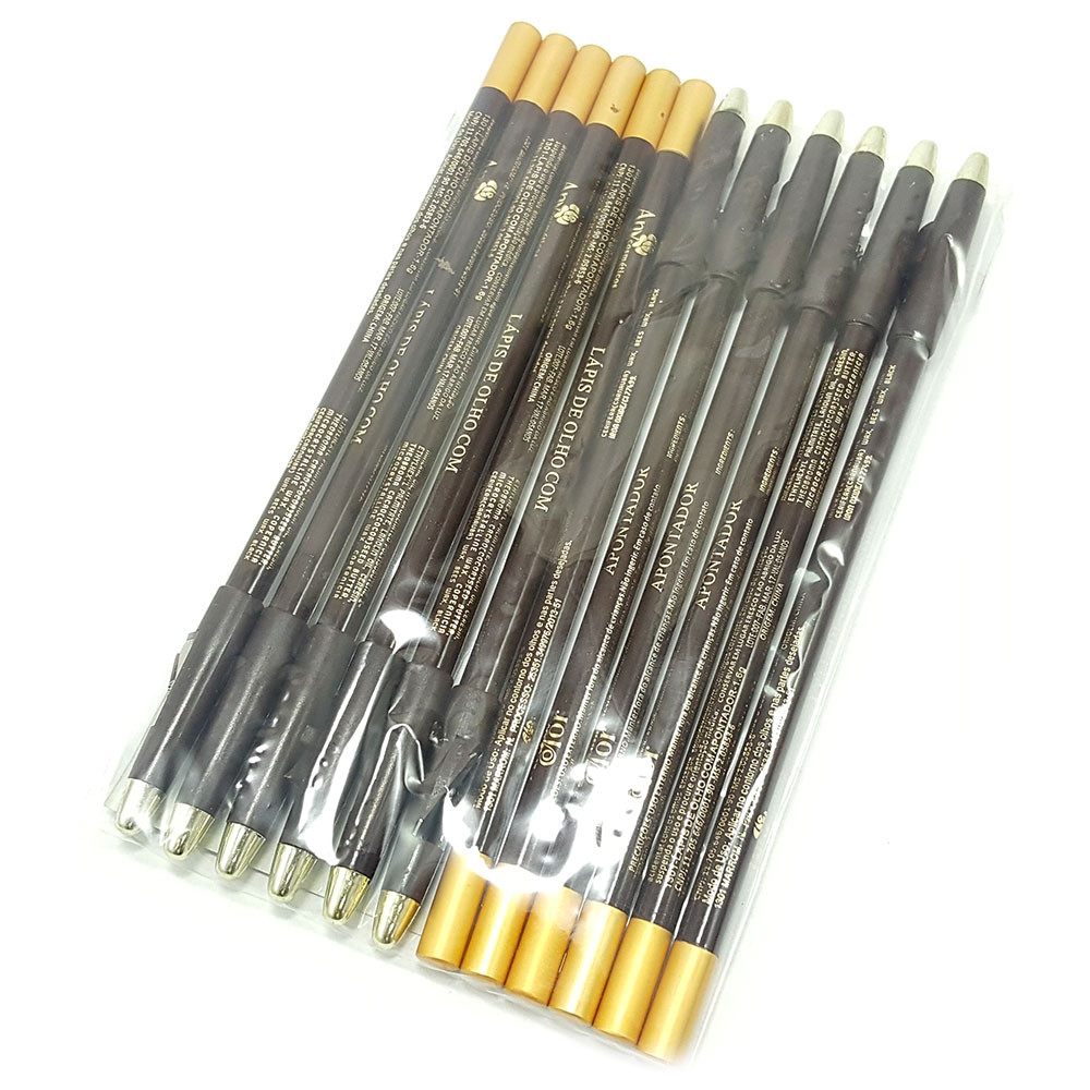 Pacote 12 Lápis de Olho com Apontador Any Color 1301 Marrom